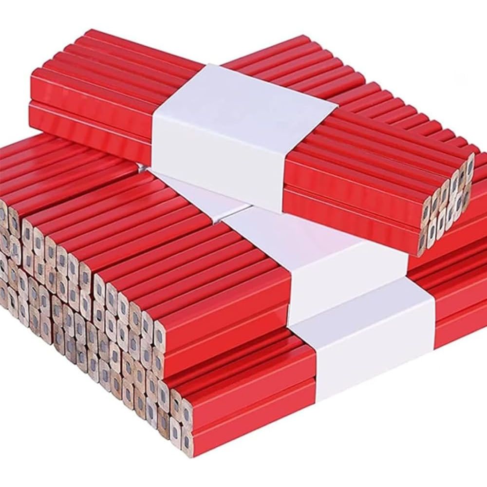 120 Pcs Bulk Octagonal Carpenter Pencils, Medium Red Hard Natural Wood ...