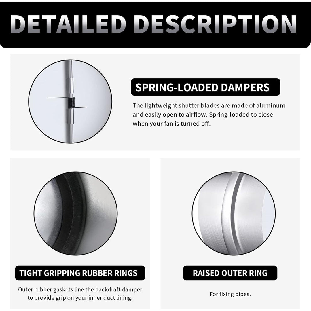 4 Inch Backdraft Damper Back Draft Vent Duct Shutter Blocker, Backflow ...