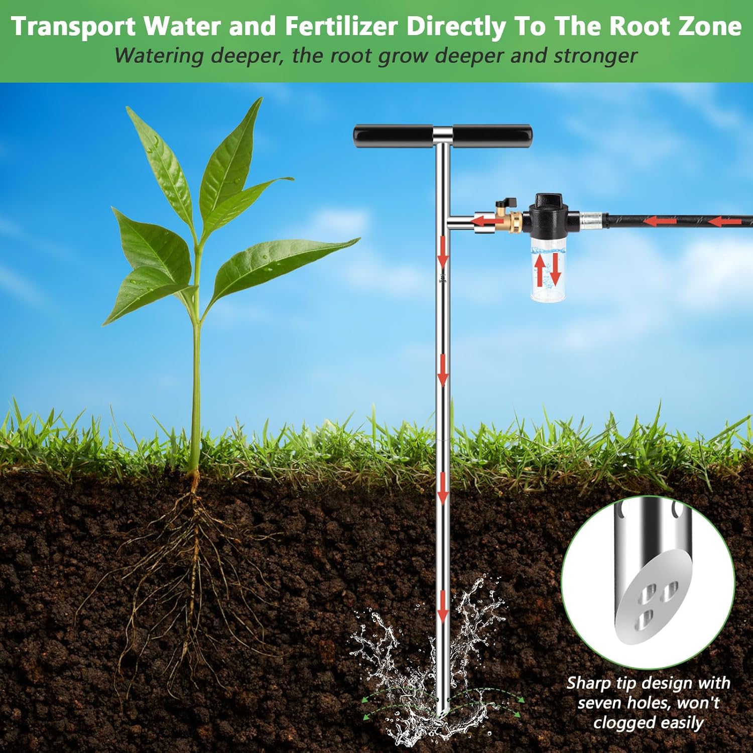 Aglehome Tree Watering Spike, Deep Root Waterer for Trees, Root Feeder ...