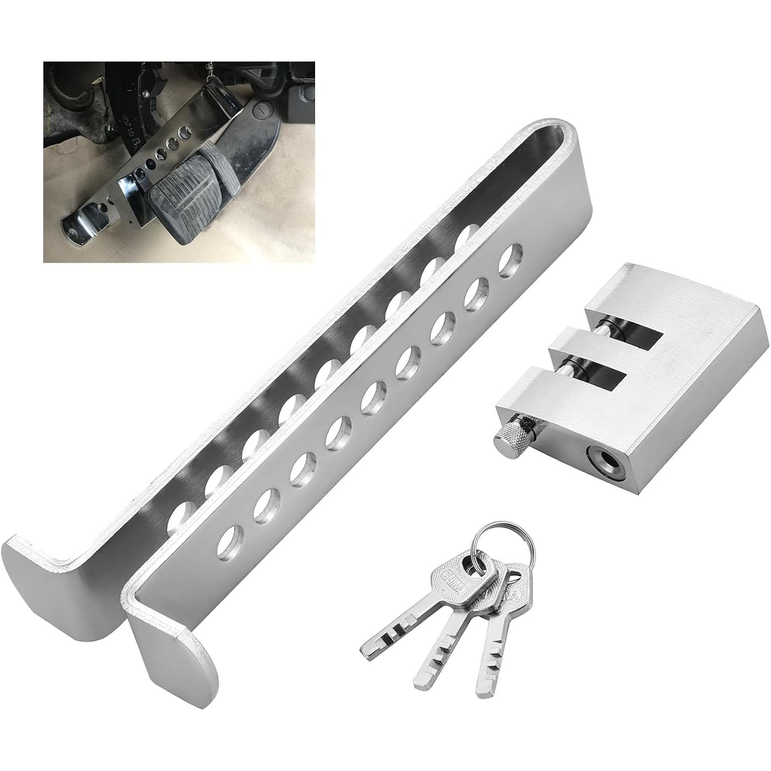 FLK Tech Anti-Theft Clutch Safety Lock 9 Holes Brake Pedal Lock Car Br ...