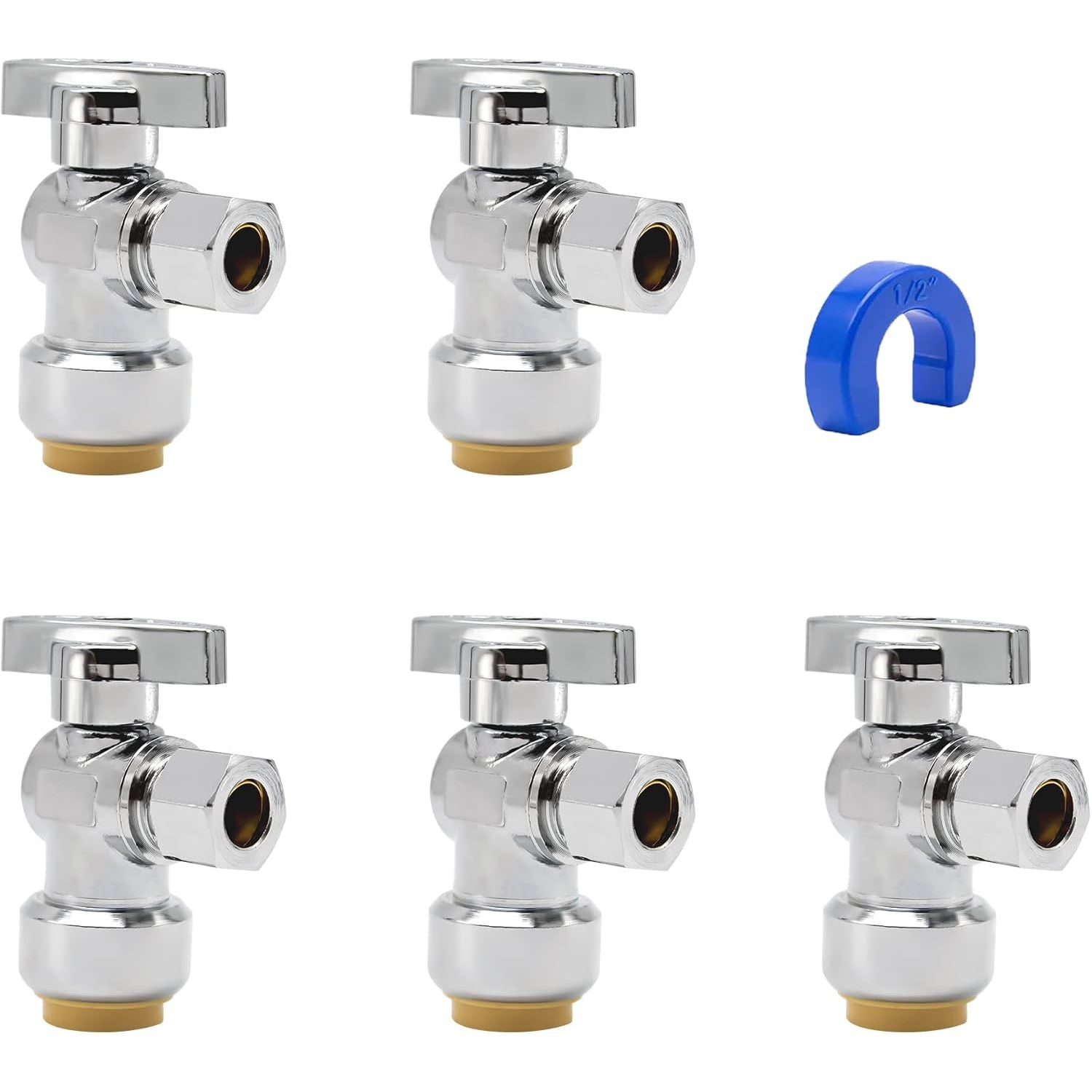 Angle Stop Valve 5 Pack,1/2" Ptc X 3/8" Compression Water Shut Off Val ...