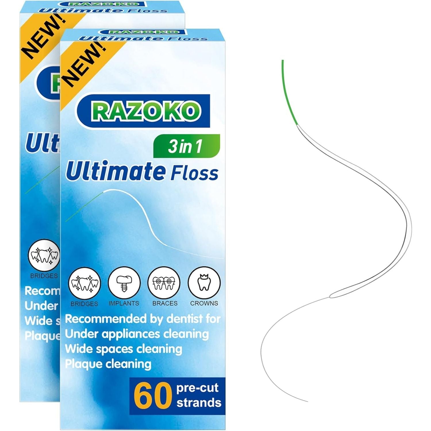 Dental Floss for Braces, Super Floss Pre-Cut Strands (60 Count (Pack o ...
