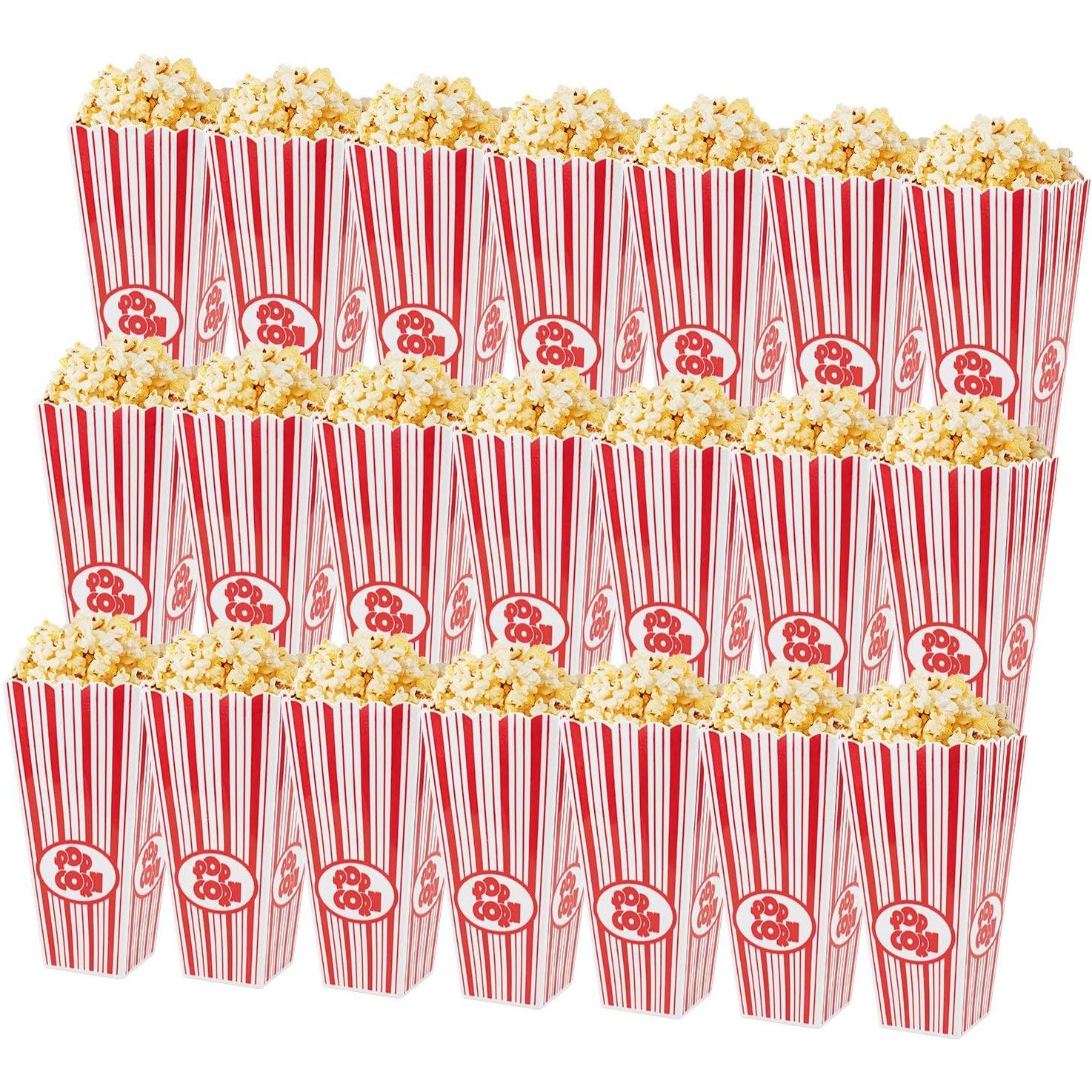Tebery 21 Pack Plastic Open-Top Popcorn Boxes Reusable Popcorn Contain ...